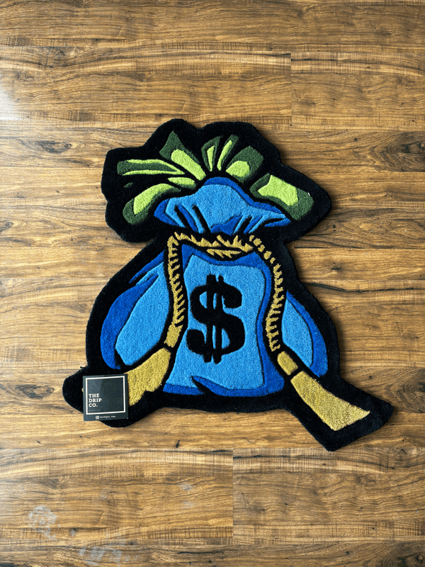 Blue Money Bag Fortune Hand Tufted Rug