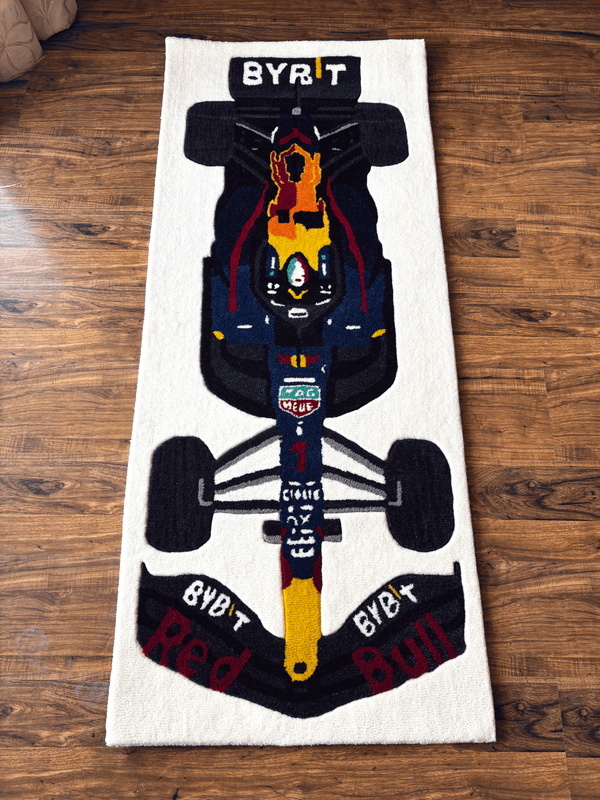 F1 Redbull inspired Racing Car hand tufted Rug