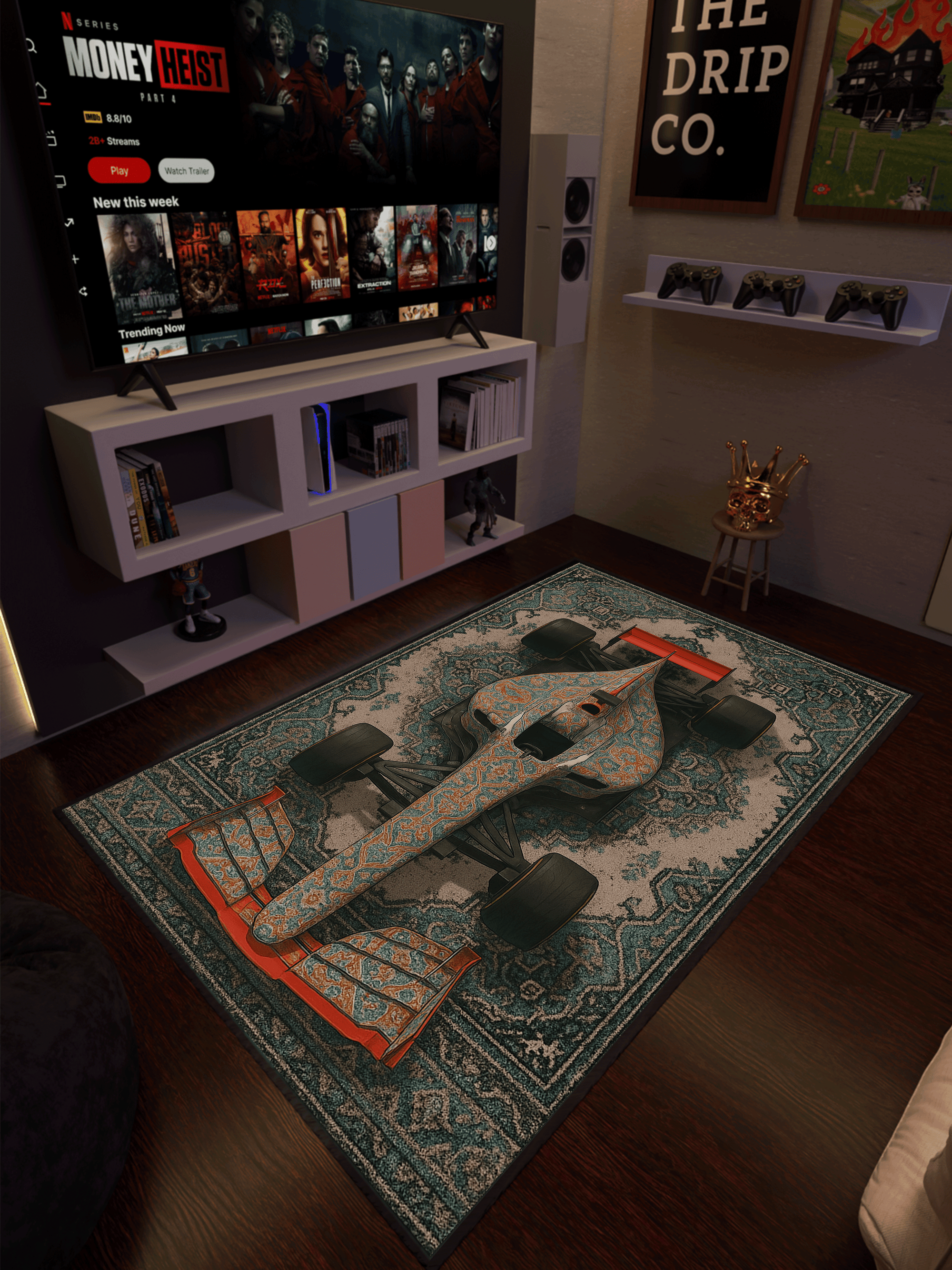 Formula 1 inspired car traditional design Washable Rug